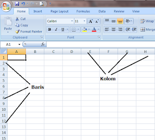 Row, column, cell dan range | Excel