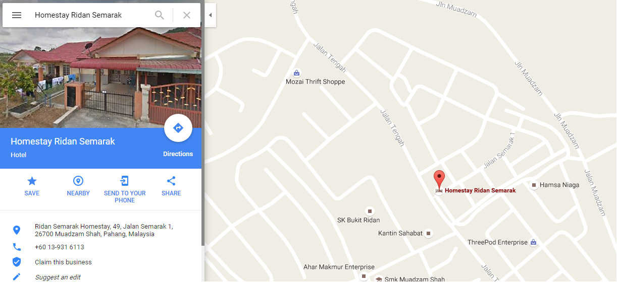 RIDAN SEMARAK HOMESTAY MUADZAM SHAH: Location / Maps