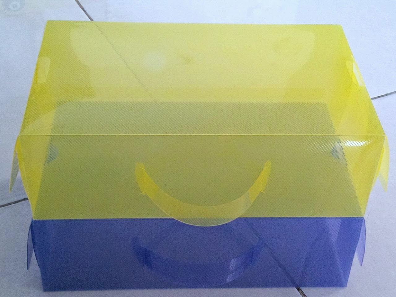 jual kotak sepatu: Kotak Sepatu Transparant Warna e71 solid PP