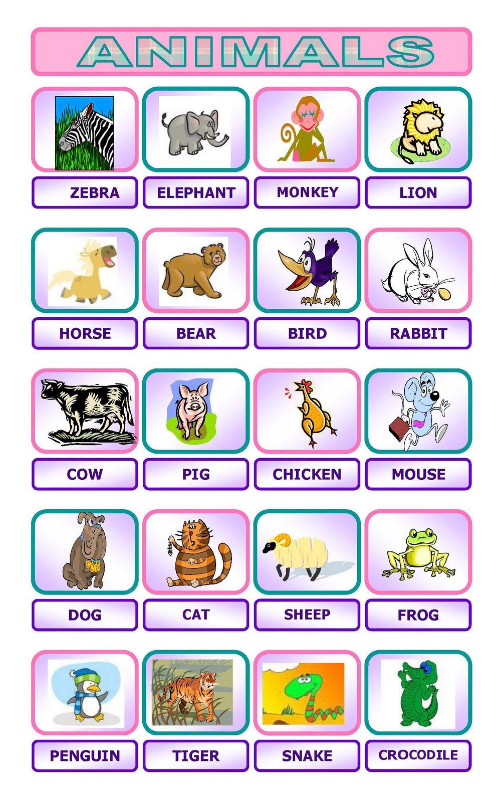 BILINGUAL AL-YUSSANA: PICTURE VOCABULARY: ANIMALS