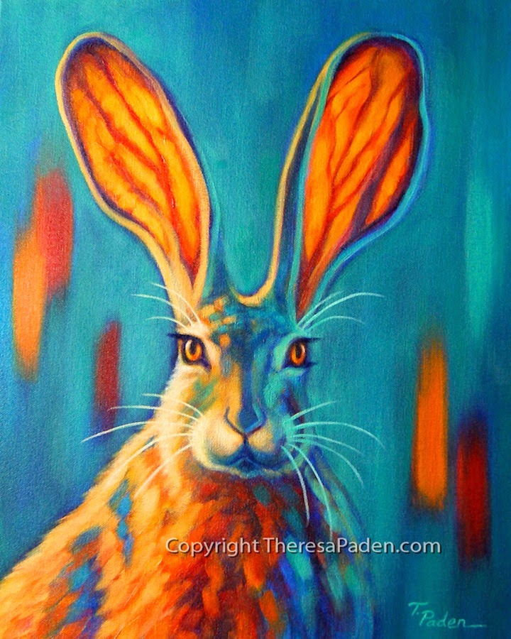 Paintings by Theresa Paden: Whimsical Jack Rabbit Painting in Bright ...