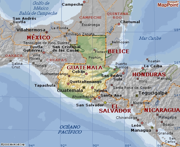 Mapa en relieve guatemala