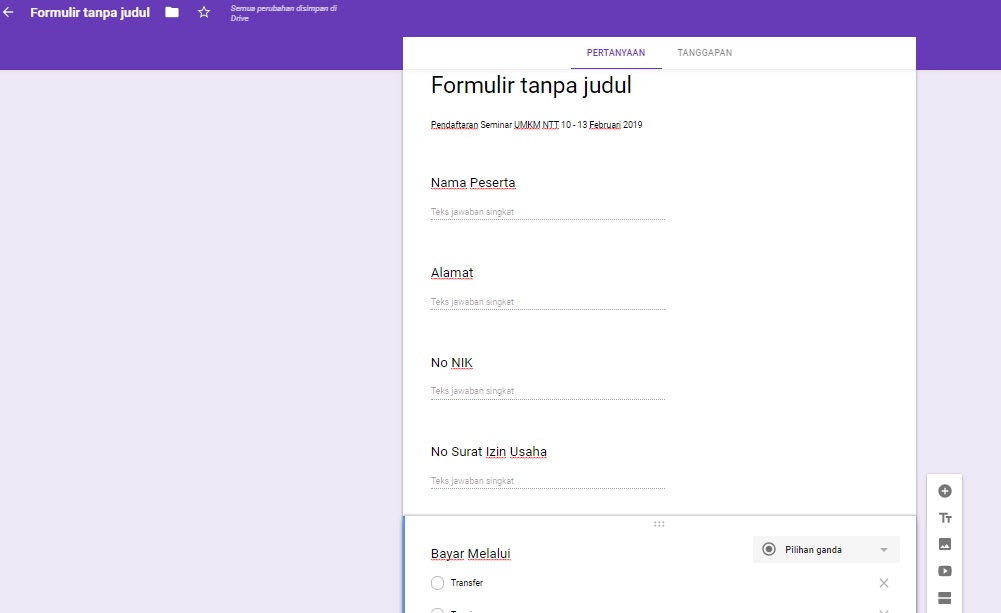 Cara Membuat Pendaftaran Online dengan Google Form ~ Kertas Baru