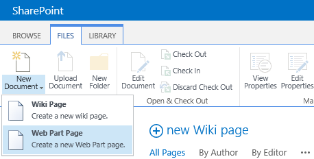 Creating Web Part Page in SharePoint 2013