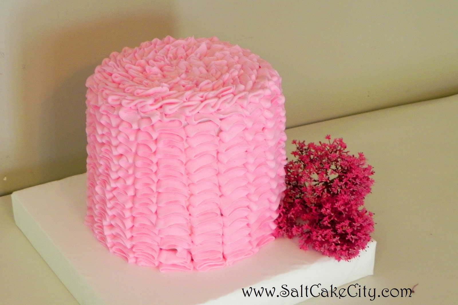 Salt Cake City: Pink Ruffle Cake with Mini Cakes