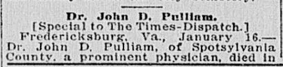 Spotsylvania Memory: Dr. John Duerson Pulliam