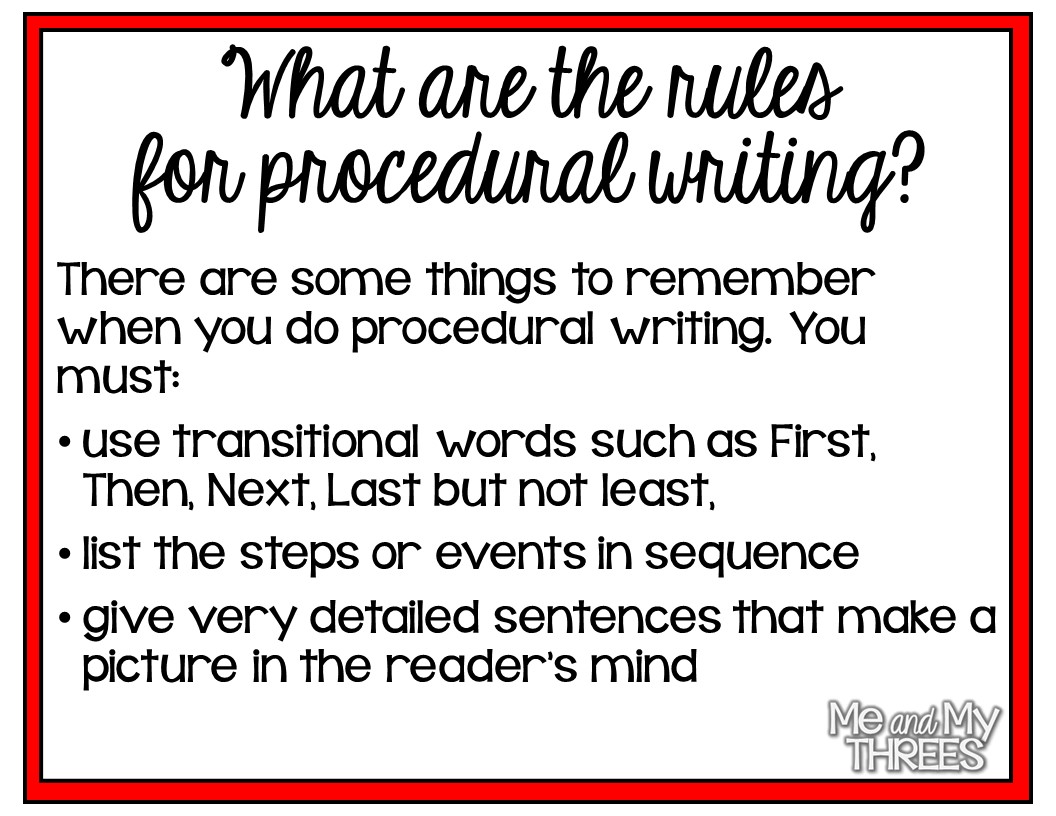 Me And My Threes: Let's talk about procedural writing