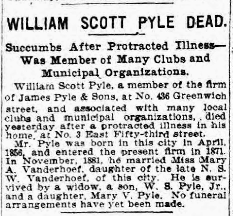 From Maine to Kentucky: Sunday's Obituary ~ William Scott Pyle (1906)