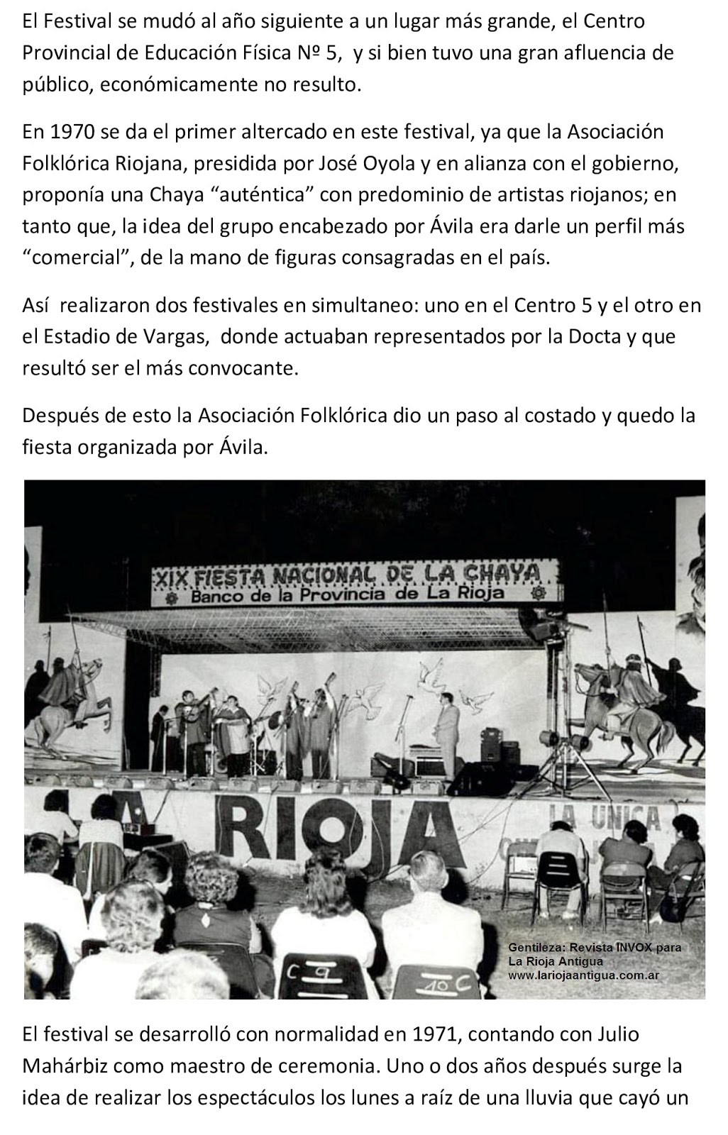 HISTORIA DEL FESTIVAL DE LA CHAYA