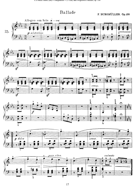 Amigos da musica clássica : F. Burgmuller op. 100 (Ballade/Balada)