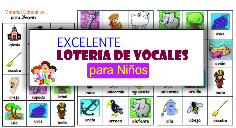Material Educativo: Excelentes Loterias de Vocales para Niños
