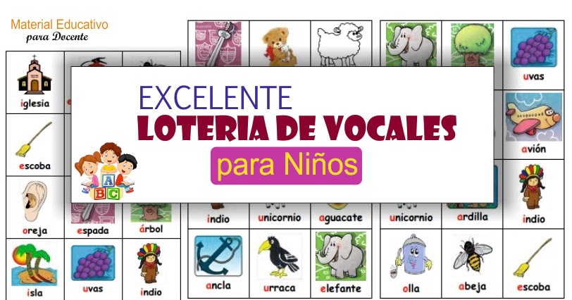 Material Educativo: Excelentes Loterias de Vocales para Niños