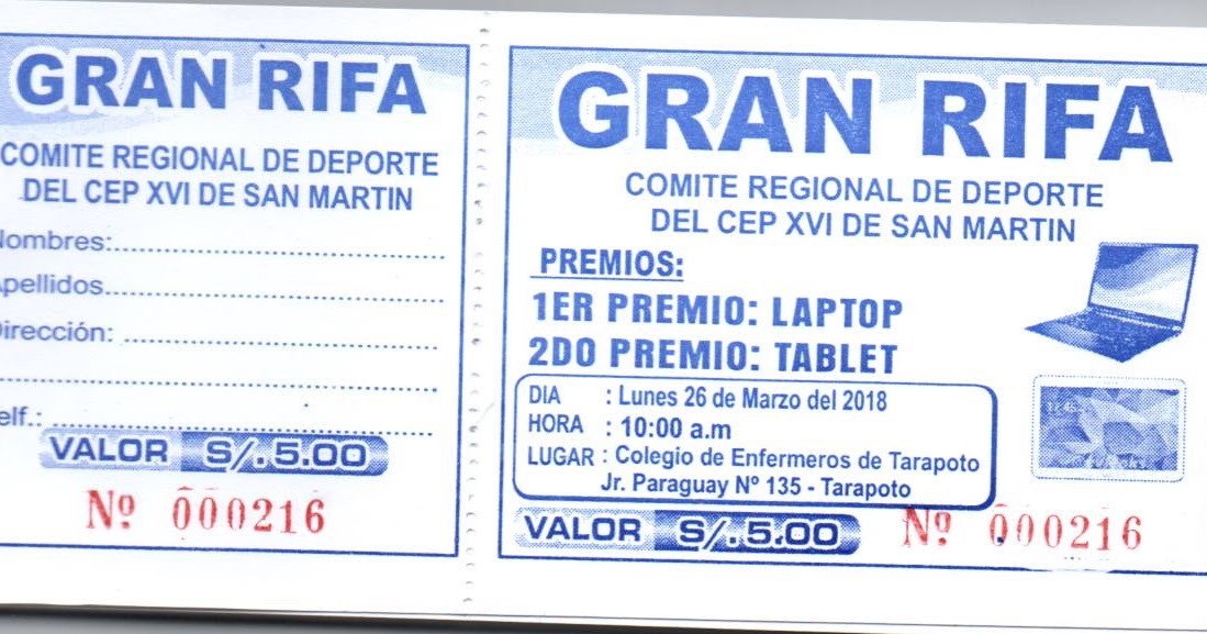Gran Rifa ~ CONSEJO REGIONAL XVI SAN MARTÍN