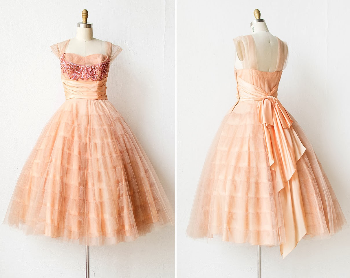 Fashion and Wedding Dress Ideas: vintage 1950s peach tulle sequin prom ...