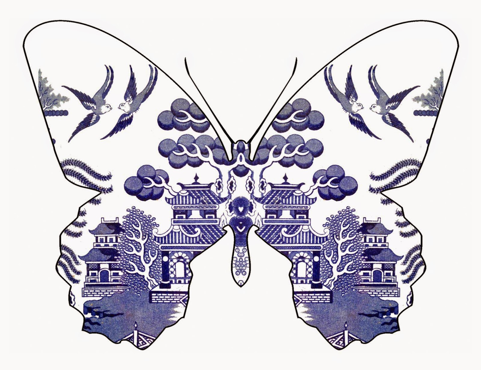 Brendan Burns Art: Willow Pattern Butterflies 1