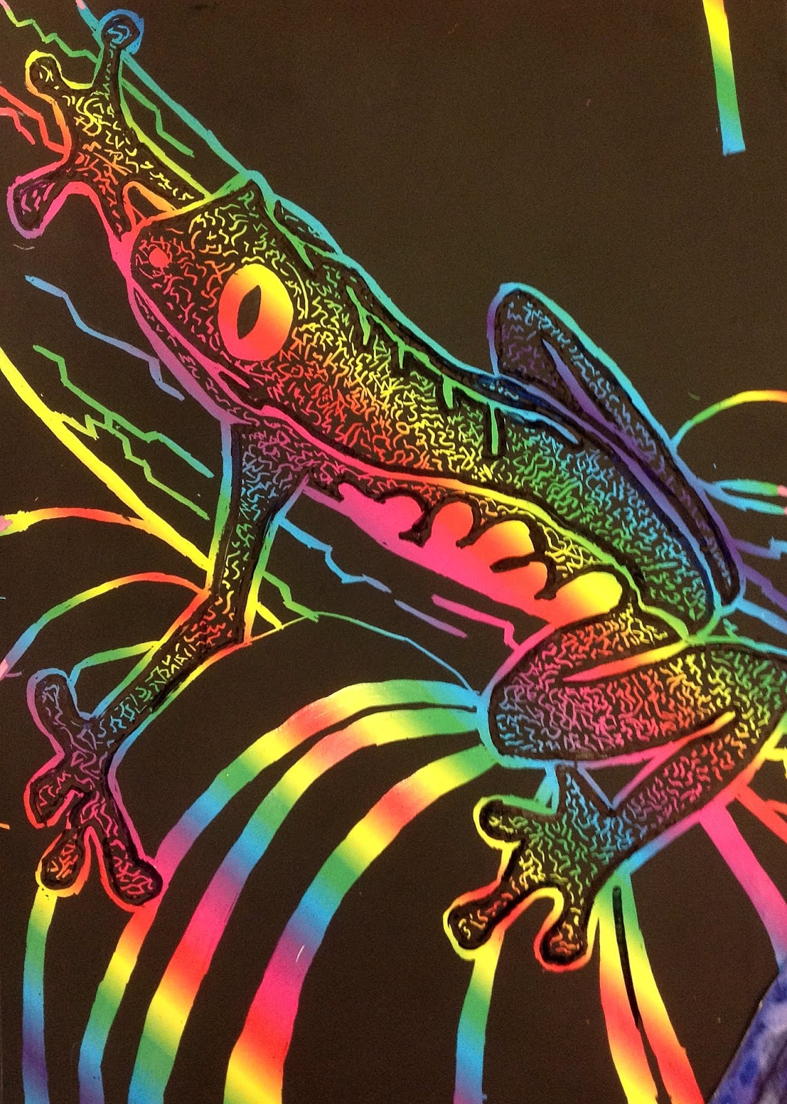MIXED MEDIA SCRATCH ART - Frogs