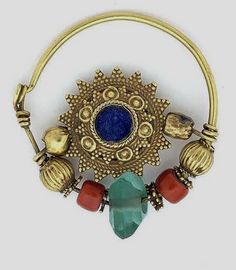 ETHNIC COLOURFUL GOLD NOSE RING