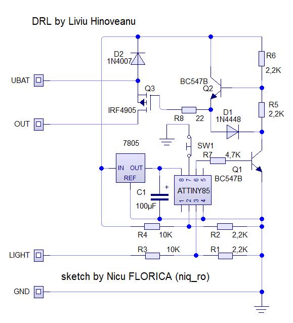 Arduino tehNiq: "Daytime Running Light" module (DRL) with ATtiny85