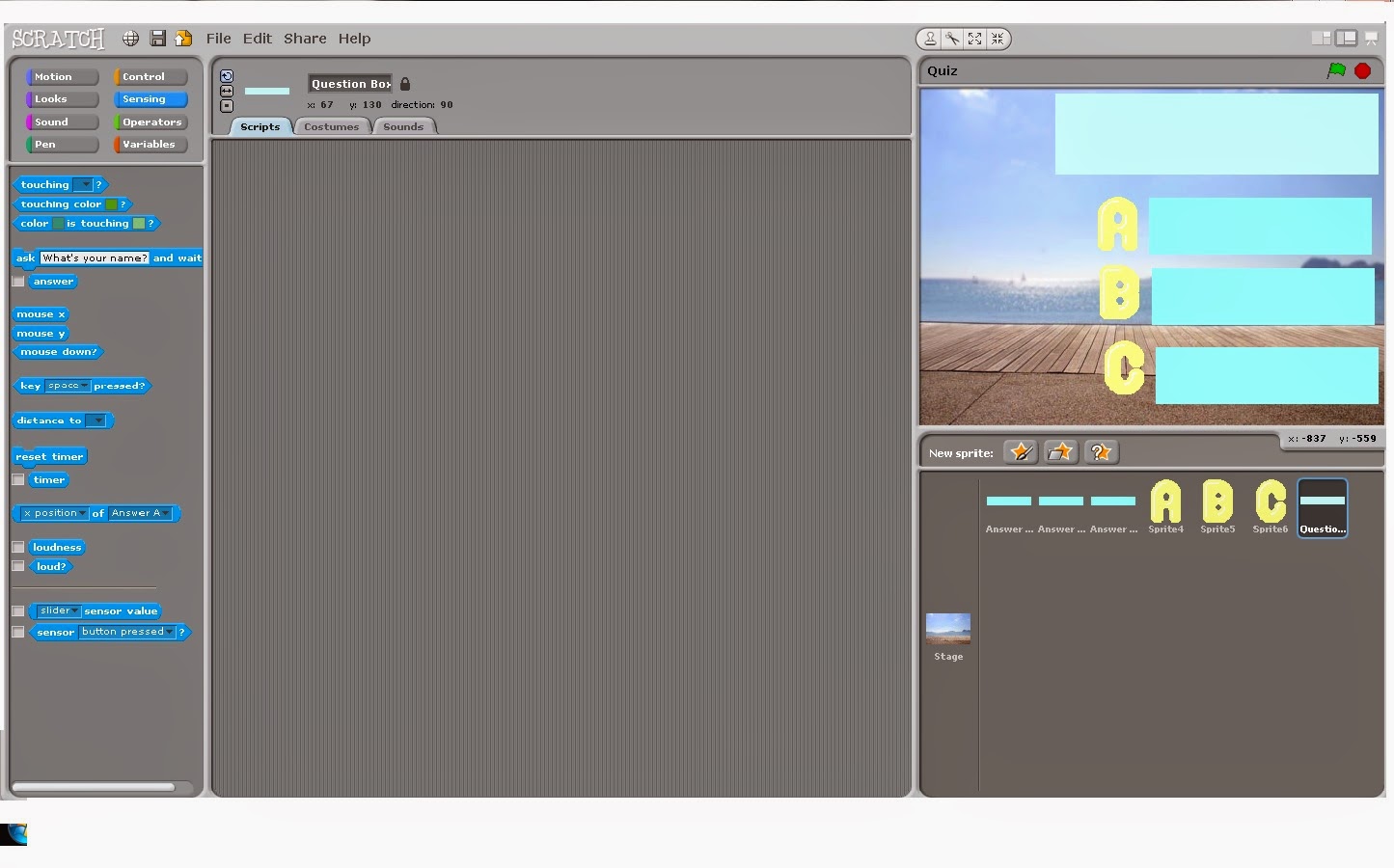 Computer Science 2014: Question and Answer sprites for Scratch