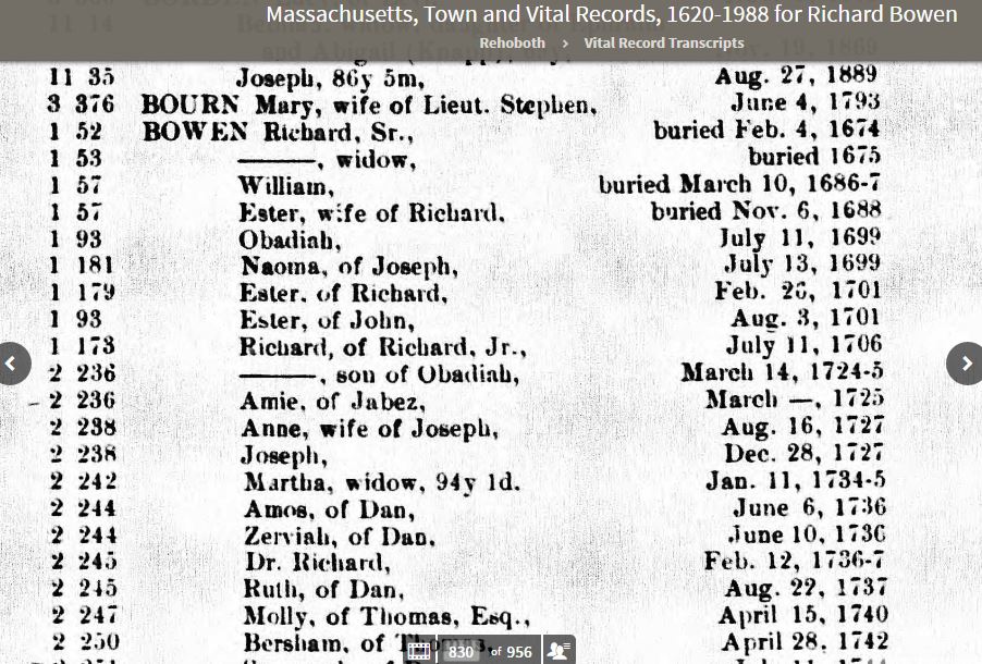 Loafman/Bowen Family Tree: Richard Bowen 1590-1674