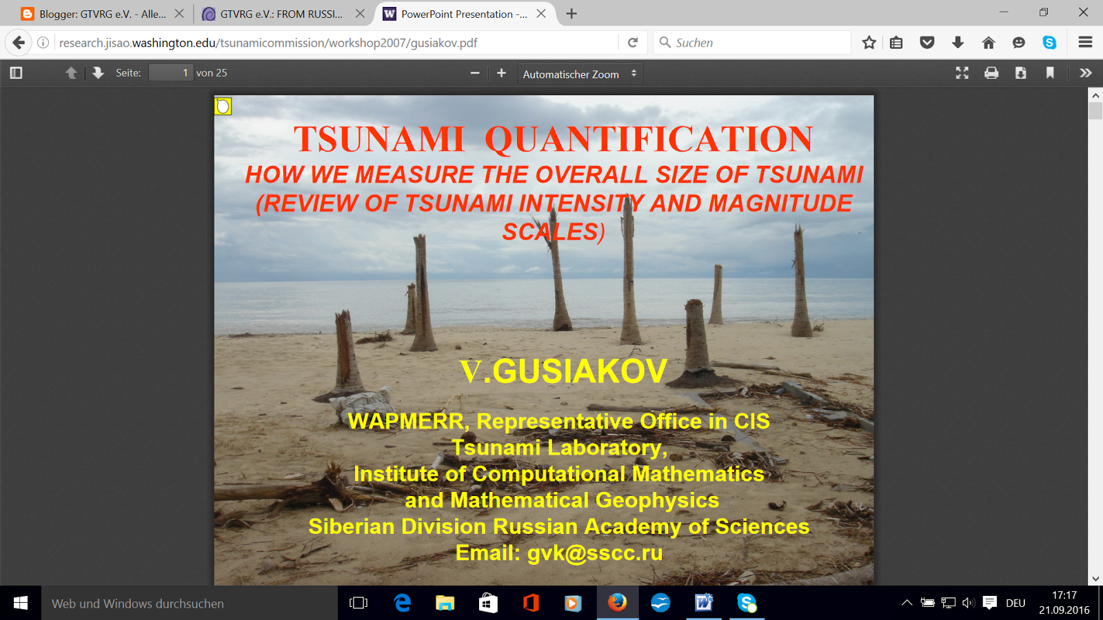 GTVRG TSUNAMI DISASTER 2004 DATABASE: DR. GUSIAKOV ON TSUNAMI ...
