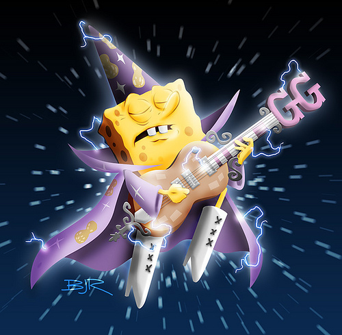 Spongebob Squarepants Wizard Playing Guitar:FUNNY SPONGEBOB PICTURES