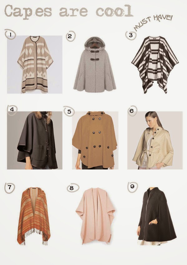 1. Abrigo tipo capa - Zara | 2. Capa con capucha gris - Sheinside