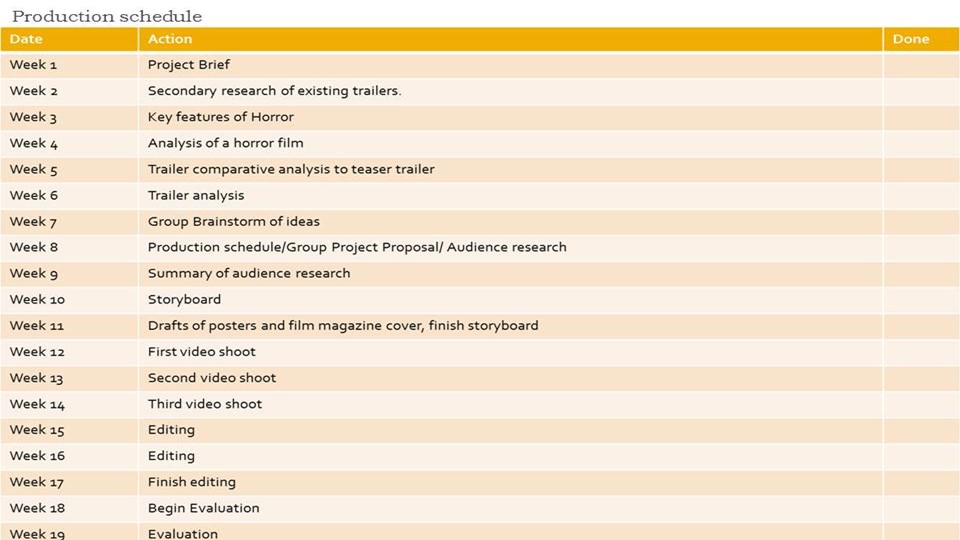 Project brief and schedule