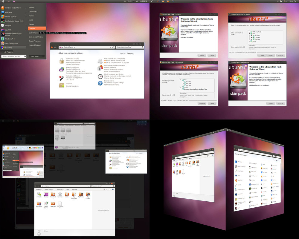 windows themes pack: Ubuntu transformation (skin) pack 3.1 for windows
