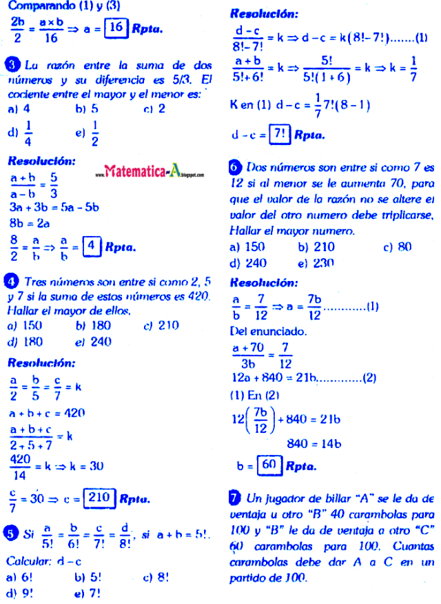 RAZONES Y PROPORCIONES CONCEPTOS Y EJERCICIOS DESARROLLADOS ...
