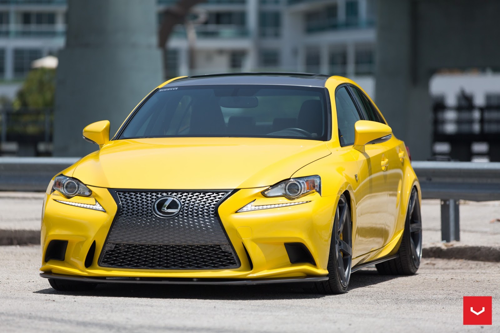 SouLSteer.com: Yellow Lexus IS 350 luxury car gets black Vossen Wheels