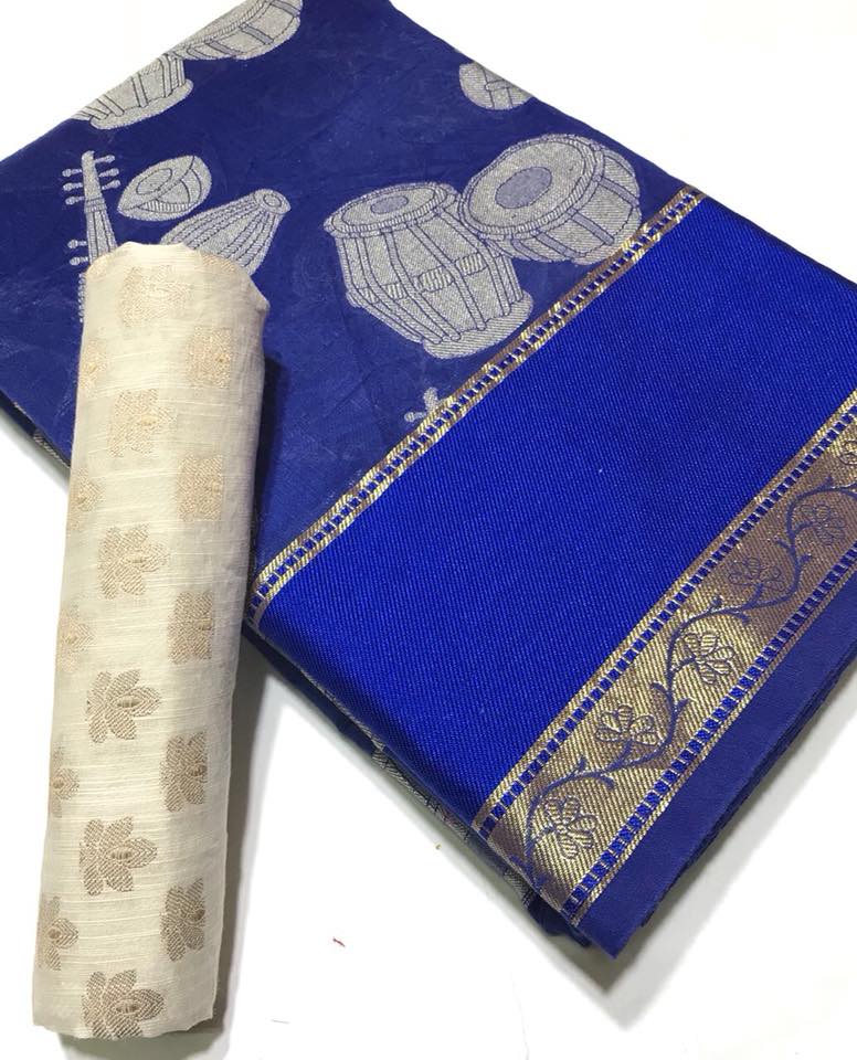 Banarasi cotton silk tabla saree with zari buti white blouse |online ...