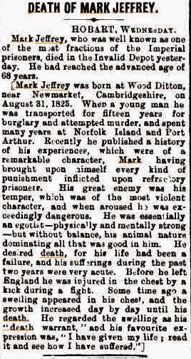 Thomas J. Nevin | Tasmanian Photographer: Prisoner Mark JEFFREY, a Port ...