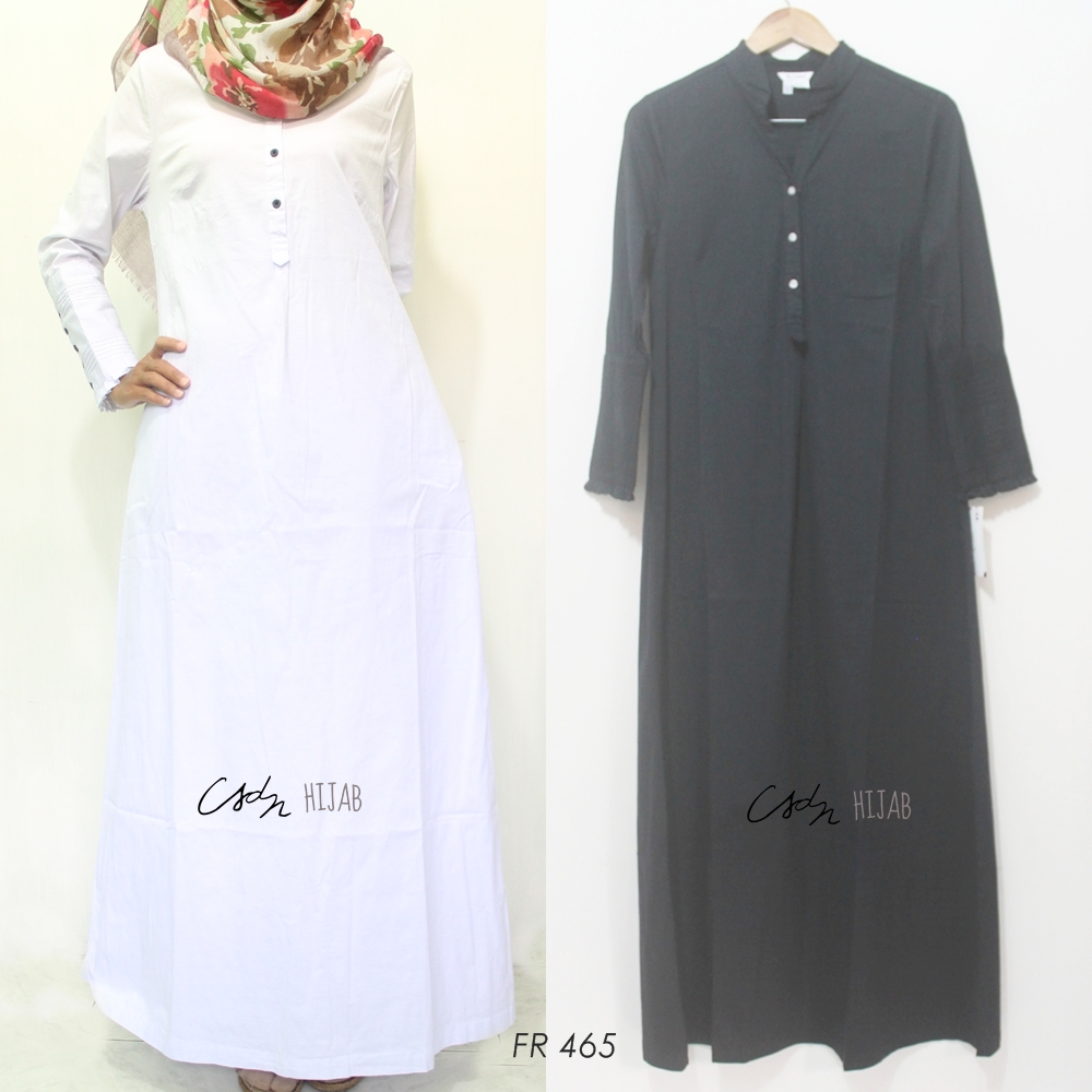 Gamis Katun Stretch Warna Abu Muda Variasi Lipit Model Kancing Depan ...