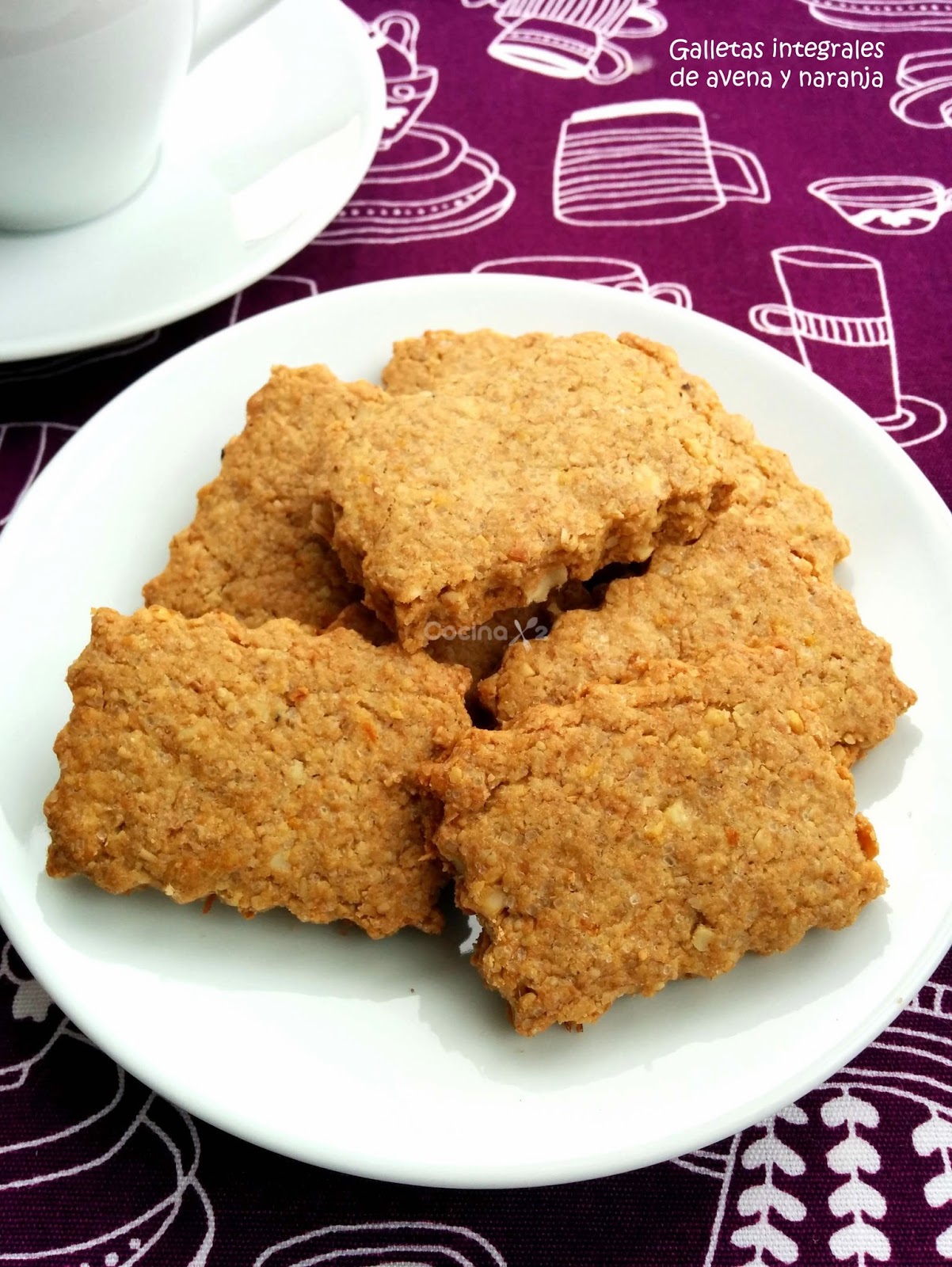 Cocinax2. Las recetas de Laurita.: Galletas integrales de avena y naranja