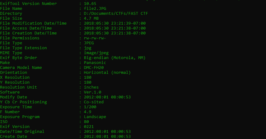 Stuff in Security: Viewing Exif Data - Cal Poly FAST CTF Challenge 2