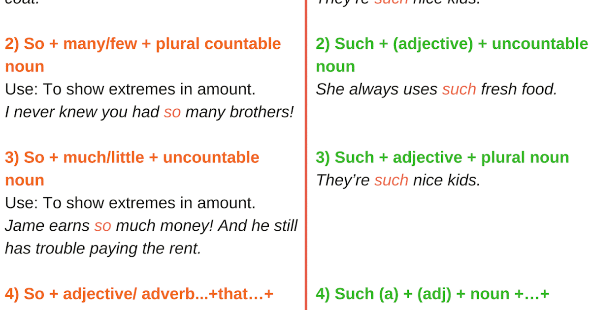 The Difference Between SO and SUCH