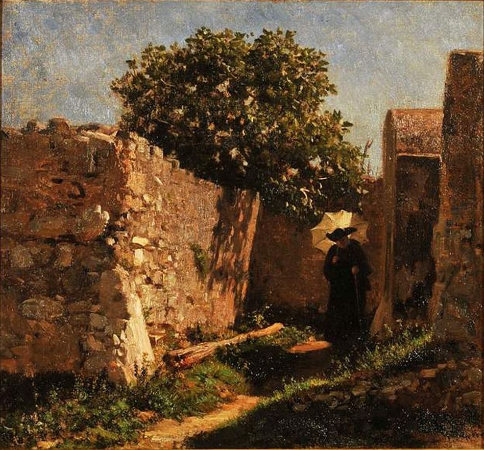 Vasto Gallery: Filippo Palizzi, “Viottolo fra due muri, figura di prete ...