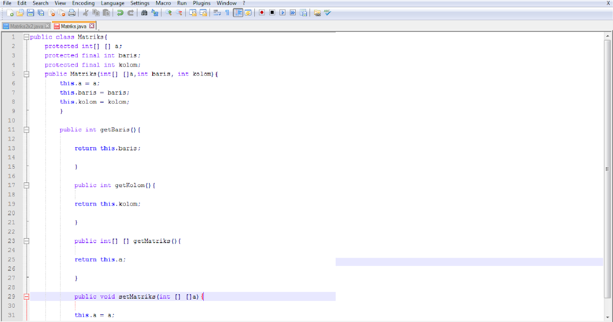 Praktikum 3 Matriks.java dan Matriks2x2.java - Biologizone