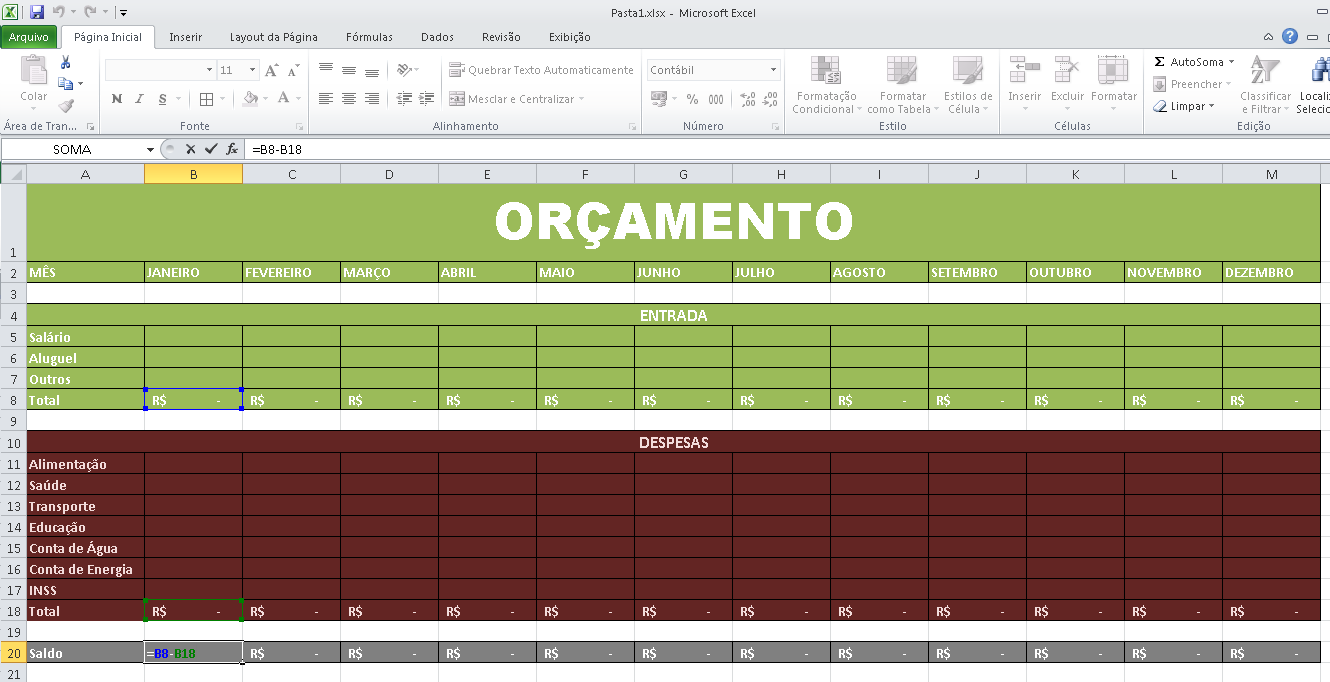 MADE IN BR: Criando uma planilha de orçamento domestico no Excel