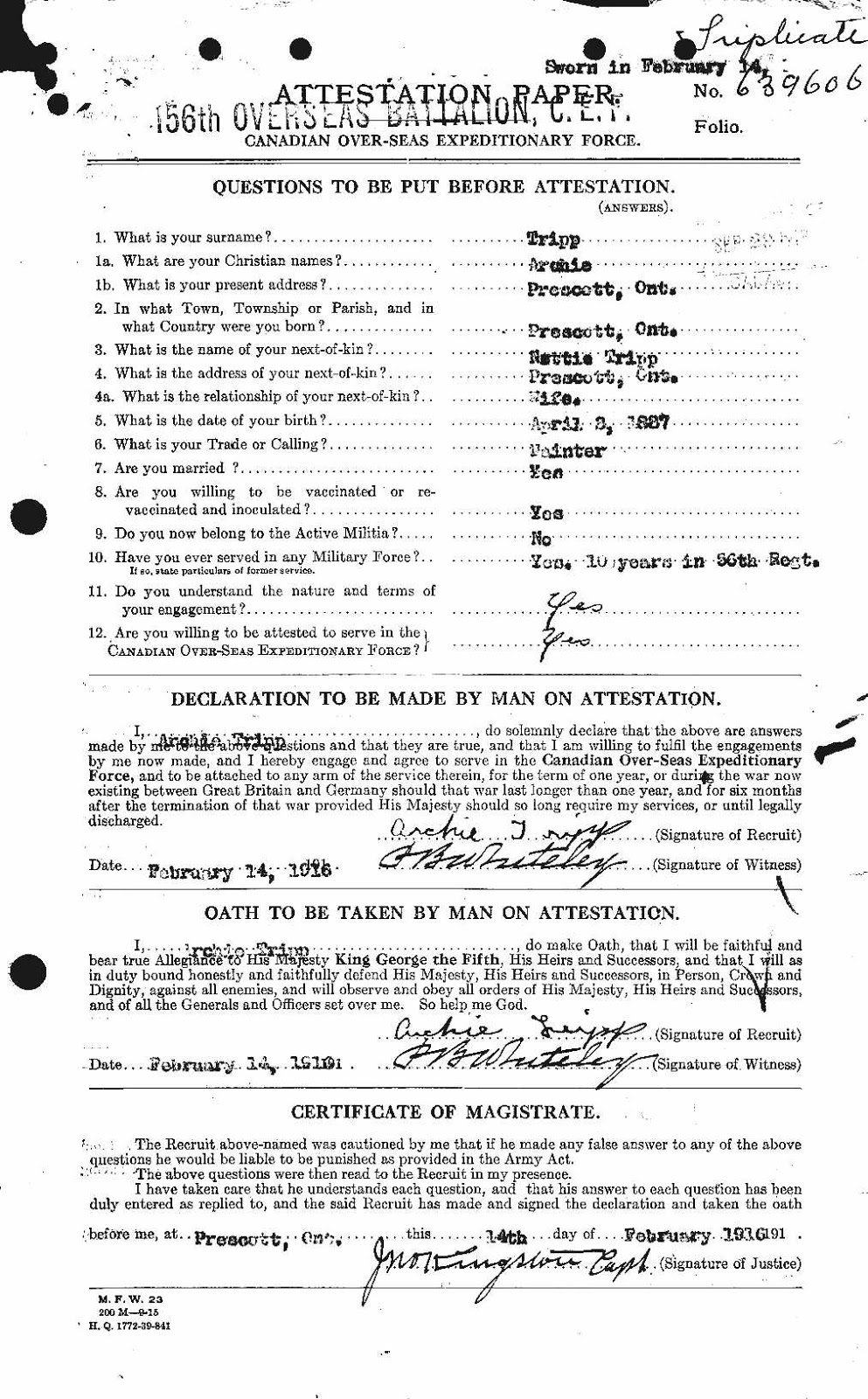 Family Tree & Branches: ANCESTOR SPOTLIGHT: ARCHIBALD TRIPP