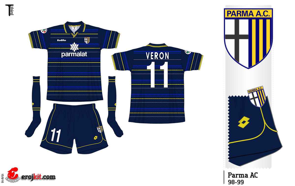 Kit Design, by eroj: 1998-99 Parma (Home, Away e Third)