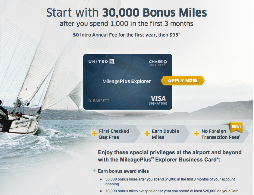 FLY101: UA MileagePlus Explorer Business Card 50,000 Bonus Miles核卡禮（首年免年費）