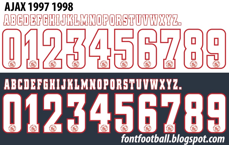 FONT FOOTBALL: Font Vector Ajax 1997 1998 kit