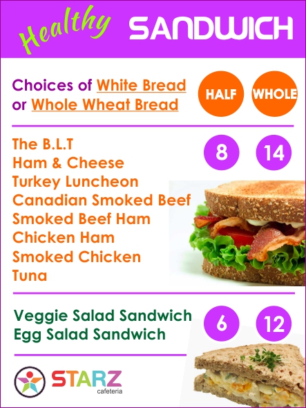 STARZ Cafeteria: Healthy SANDWICH - STARZ Menu!
