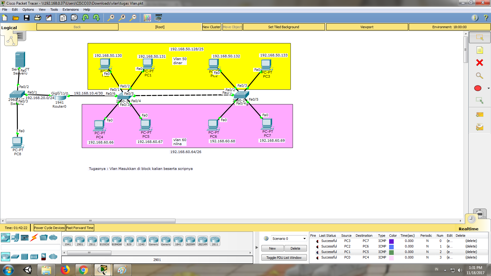 Konfigurasi VLAN Cisco Packet Tracer