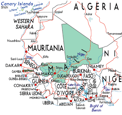 Map of Mali Country Area | Map of Africa Country Regional Political