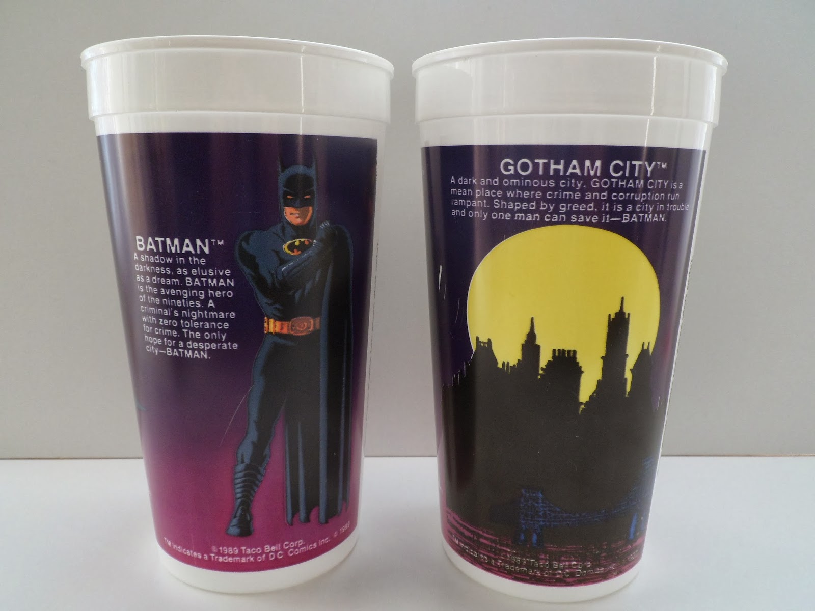 MOVIE TIE-IN TOYS: Batman Movie Promotional Drinking Cups/Mugs