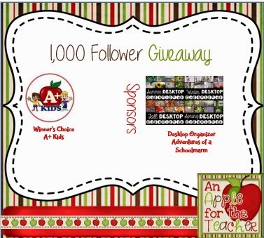 An Apple For The Teacher: 1,000 Follower Giveaway! Win a $25 TpT Gift ...