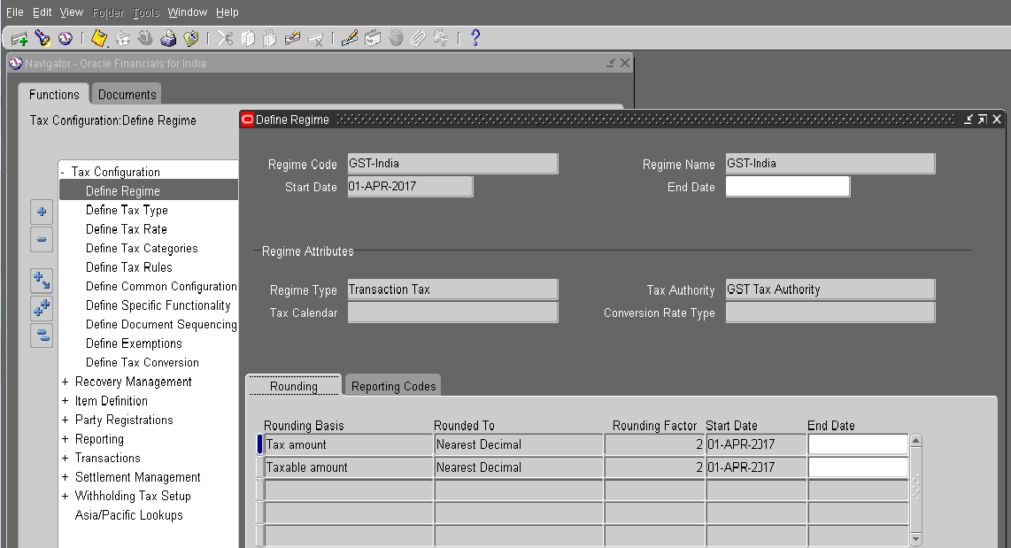 GST in Oracle Apps R12: GST Table Changes in Oracle Apps R12